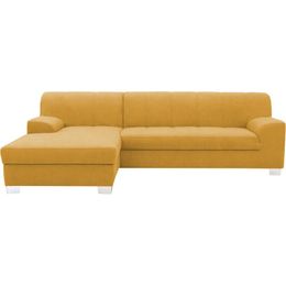 OTTO home Ecksofa &raquo;Lolland 241 x 146 cm, modern, mit Steppungen, gem&uuml;tlich&laquo; mit Schlaffunktion, L-Form, pflegeleichter, weicher Luxus-Microfaser gelb 