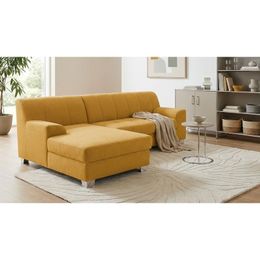 OTTO home Ecksofa &raquo;Lolland 241 x 146 cm, modern, mit Steppungen, mittelfester Sitz&laquo; mit Schlaffunktion, L-Form, pflegeleichter, weicher Luxus-