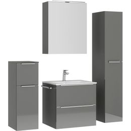 Nobilia Badm&ouml;bel-Set &raquo;Levere&laquo; vormontiert, mit Soft-Close, 4 Stk. tlg. grau B/H/T: 140cmcm x 169cmcm x 48,7cmcm, Griffe chrom