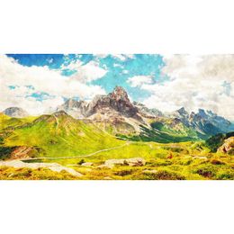 Livingwalls living walls Fototapete &raquo;Walls by Patel Dolomiti 1&laquo; glatt Vlies, Wand, Schr&auml;ge blau Vlies B/L: 5m x 2,7m