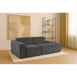 Home Affaire 2-Sitzer &raquo;Noord mit Kedernaht, Breite 227 cm&laquo; Cord, Struktur, Webstoff, mit Wellenunterfederung, Massivholzrahmen grau 94% Polyester; 6% 