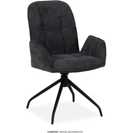 OMG Design Esszimmerstuhl &raquo;Cooper&laquo; (Set) 2 Stk.Drehstuhl mit auto-return, Armlehnenstuhl Polyester B/H/T: 58cm x 92cm x 63cm, 2 Stk., Stoff Lederoptik