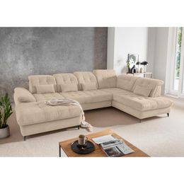Home Affaire Ecksofa &raquo;Delphino, 358 x 216 cm, modern und bequem&laquo; Microfaser, L-Form, Bettfunktion, Nierenkissen, Verstellungen beige 100% Polyester B/
