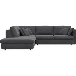 FLEXLUX Ecksofa &raquo;Lovane, elegant und zeitlos, bequem, L-Form&laquo; Weich & anschmiegsam, gro&szlig;e Sitztiefe auf Kaltschaum, Dekokissen inkl. grau 100% 