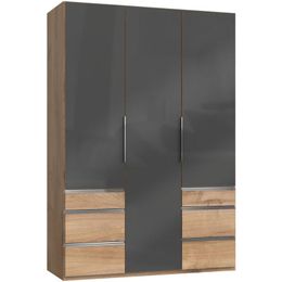 wimex Kleiderschrank &raquo;Level by fresh to go&laquo; mit vollfl&auml;chigen Glast&uuml;ren grau B/H/T: 150cm x 216cm x 58cm, Schubladen: 6 Stk. T&uuml;ren: 3 Stk.