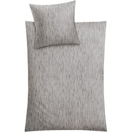 Kleine Wolke Bettw&auml;sche &raquo;Mino&laquo; 2 Stk. mit Streifen silber Mako-Satin, Obermaterial: 100% Baumwolle B/L: 155cm x 220cm, 1 Stk., 1 Stk., Mako-Satin, B/L: 80cm x 80cm