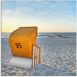 Artland Glasbild &raquo;Ostsee7 - Strandkorb&laquo; Strand 1 Stk. tlg. in verschiedenen Gr&ouml;&szlig;en blau B/H/T: 20cm x 20cm, Glasbild Strand, 1 Stk.