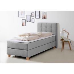 Home Affaire Boxspringbett &raquo;Moulay&laquo; inkl. Topper, in 3 H&auml;rtegraden, TFK auch in H&auml;rtegrad 4 grau Samtstoff, Liegefl&auml;che B/L: 90cm x 200cm Betth&ouml;he: 