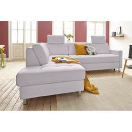 Sit & More sit&more Ecksofa &raquo;Pablo L-Form&laquo; wahlweise mit Schlaffunktion und Bettkasten silber Luxus-Microfaser ALTARA NUBUCK (100% Polyester) / Struktur fein (