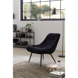Salesfever Relaxsessel &raquo;Toulon - Komfortabler Loungesessel&laquo; mit XXL-Steppung, mit schwarzen oder naturfarbenen Beinen schwarz Polyester Samt, B/H/T: 