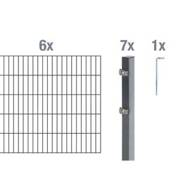 Alberts Doppelstabmattenzaun &raquo;Grundset&laquo; H&ouml;he: 80-200 cm, Gesamtl&auml;nge: 4-30 m, zum Einbetonieren Stahl H/L: 200cm x 12m