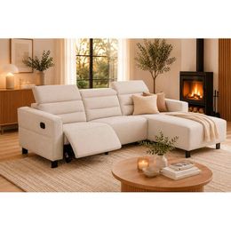 OTTO home Ecksofa &raquo;CARPARI Webstoff,L-Form,224 cm, man./elektr. Relaxfunktion&laquo; (USB A/C), sowie Kopfteilverstellung beige B/H/T: 263cm x 97cm x 179cm,