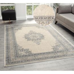OTTO home Teppich &raquo;Banli, Vintage-Look, Orient-Optik&laquo; rechteckig 9 mm H&ouml;he dezenter Glanz, Schrumpf-Garn-Effekt, Wohnzimmer, Schlafzimmer grau 