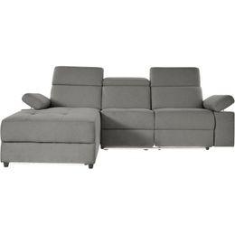 Home Affaire Ecksofa &raquo;Kilado, L-Form,&laquo; mit Relaxfunktion, verstellbarer Armlehne, Kopfteilverstellung grau Struktur fein (95% Polyester 5%Nylon) B/H/T
