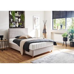 ATLANTIC HOME COLLECTION Stauraumbett &raquo;Josie&laquo; mit Taschen-Federkernmatratze und Bettkasten grau Liegefl&auml;che L&auml;nge B: 200cm x 120cm, Feinstruktur weich