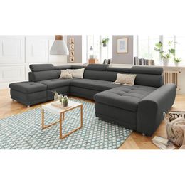 Sit & More sit&more Wohnlandschaft &raquo;Riva U-Form&laquo; wahlweise mit Schlaffunktion grau Struktur (100% Polyester);Flachgewebe (100% Polyester);Luxus-Microfaser (100% 