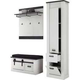 Home Affaire Garderoben-Set &raquo;Sherwood, Garderobe im Industrial-Style, Komplettset mit viel Stauraum&laquo; 3 Stk. tlg. wei&szlig; B/H/T: 164cmcm x 201cmcm x 