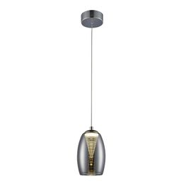Brilliant Pendelleuchte &raquo;Metropolis&laquo; LED-Modul 1 Stk. Warmwei&szlig; LED H&auml;ngelampe 1flg chrom/rauchglas grau 1, &Oslash; 11,5cm H: 128cm, 1 Stk.