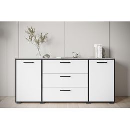 Home Affaire Sideboard &raquo;BOGOTA&laquo; moderne Kommode, Schubladenschrank mit verstellbaren Einlegeb&ouml;den schwarz-wei&szlig; B/H/T: 150cm x 68cm x 40cm, 3 Stk., 2 