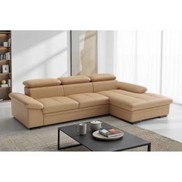 Sit & More sit&more Ecksofa &raquo;Viola, Leder, L-Form, B: 260 cm, mit Armteil- und Kopfteilvertsellung&laquo; optional mit Schlaffunktion beige B/H/T: 260cm x 73cm x 174cm