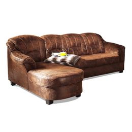 Home Affaire Ecksofa wahlweise mit Bettfunktion, mit Recamiere oder Ottomane braun B/H/T: 242cm x 84cm x 80cm, Microfaser MELROSE , Recamiere links,
