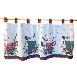 Weckbrodt-Gardinen Scheibengardine &raquo;Seasons Greetings&laquo; Schlaufen 1 Stk. tlg. Bistro, Voile, Bord&uuml;re, Weihnachten, HxB 45x120cm, Gardine, Store bunt Polyester 45cm, 