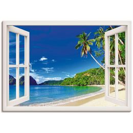 Artland Wandbild &raquo;Fensterblick Paradies&laquo; Fensterblick 1 Stk. tlg. als Alubild, Leinwandbild, Poster in verschied. Gr&ouml;&szlig;en wei&szlig; B/H/T: 100cm x 70cm, 