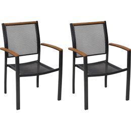 Merxx Gartensessel &raquo;Itanos&laquo; Set, 2 Stk. tlg. Armlehnen aus Kunststoff in Holzoptik schwarz Kunststoff B/H/T: 61cm x 91cm x 56cm