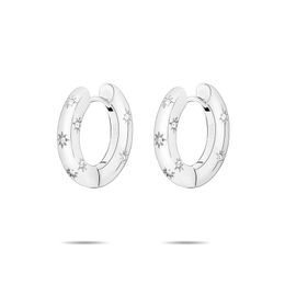 Tamaris Damen Paar Creolen &raquo;Schmuck Geschenk Creolen mit funkelnden Steinchen Little Twinkle&laquo; mit Zirkonia (synth.) silber 18,5mm, Edelstahl