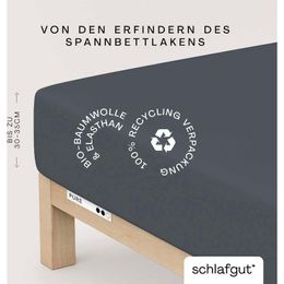 Schlafgut Spannbettlaken &raquo;PURE Bio-Baumwolle mit Elasthan, 170 g/m&sup2;, Bettlaken, Spannbetttuch&laquo; PREMIUM Laken f&uuml;r Matratzen bis 30cm H&ouml;he, dehnbar blickdicht, 