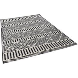 Tom Tailor HOME Teppich &raquo;Funky Outdoor Geometric&laquo; rechteckig 5 mm H&ouml;he Flachgewebe, modernes Rauten Design, Outdoor geeignet, Wohnzimmer schwarz 