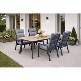 Destiny Garten-Essgruppe &raquo;GARDA SAN MARINO 4 HL + Tisch RE 180x90cm, holzf./ anthrazit&laquo; Set, 5 tlg. Aluminium, Polywood Aluminium, Polywood B/H/T: 62cm x 