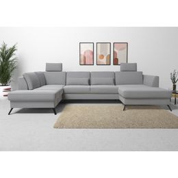 Sit & More sit&more Wohnlandschaft &raquo;Olsen U-Form&laquo; inklusive Sitztiefenverstellung, optional Schlaffunktion, 15cm hoch grau 100% Polyester B/H/T: 335cm x 88cm x 