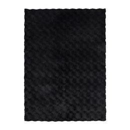 Kayoom Teppich &raquo;Royal Glow 825&laquo; rechteckig 30 mm H&ouml;he Auch in rund, Hochflor, Modernes Muster, Vegan schwarz Polyester B : 80cm 1 Stk., 30mm, L: 150cm