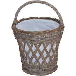 HOFMANN LIVING AND MORE W&auml;schekorb aus Rattan mit praktischem Tragegriff grau Geflecht Rattan B/H/T: 40cm x 60cm x 40cm