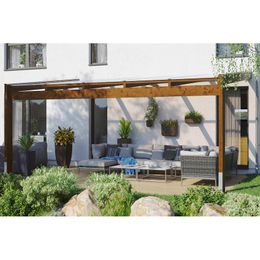 Skan Holz Terrassendach &raquo;Novara&laquo; BxT: 557x259 cm braun Fichtenholz, Leimholz, Polycarbonat (PC) B/H/T: 557cm x 274cm x 259cm, farbig lasiert