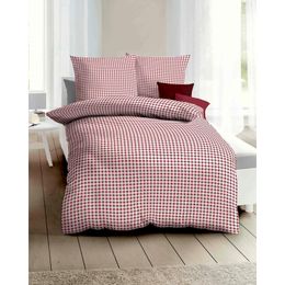 Kaeppel Bettw&auml;sche &raquo;Vichy Karo&laquo; 2 Stk. mit Karomuster rot Feinbiber, Obermaterial: 100% Baumwolle B/L: 155cm x 220cm, 1 Stk., 1 Stk., Feinbiber, B/L: 80cm x 