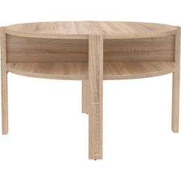 FORTE Beistelltisch &raquo;Tobago, runder Couchtisch mit 4 Ablagef&auml;chern, B/H/T 74,4/45,5/74,4 cm&laquo; Durchmesser ca. 74,5 cm braun B/H/T: 74,4cm x 45,5cm x 