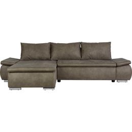 Home Affaire Ecksofa &raquo;Acra L-Form&laquo; mit Bettfunktion und Bettkasten, in Mattenoptik grau 100% Polyester B/H/T: 266cm x 83cm x 175cm, Luxus-Microfaser 