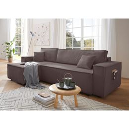 OTTO home Ecksofa &raquo;CASSI L-Form, 241cm - OTTO. Verl&auml;ssliche Qualit&auml;t.&laquo; Schlaffunktion (133/200), Bettkasten, Cord, Unser Tiefpreis braun B/H/T: 241cm 