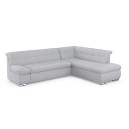 DOMO collection Ecksofa &raquo;MONA 271x213 cm, modern und komfortabel&laquo; whlw. mit Bett- und Armlehnfunktion, L-Form silber Struktur fein 100% Polyester;