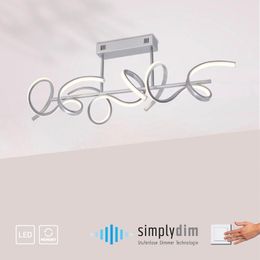 JUST LIGHT LED Deckenleuchte &raquo;CURLS&laquo; LED-Board 1 Stk. Warmwei&szlig; LED Deckenlampe silber 3, H: 30cm, 1 Stk.