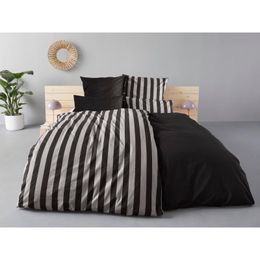 OTTO home Wendebettw&auml;sche &raquo;Greta&laquo; 3 Bettw&auml;sche mit Streifen in verschiedenen Qualit&auml;ten, ab 135x200 cm grau Mako-Satin, Obermaterial: 100% Baumwolle B
