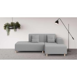 OTTO home Ecksofa &raquo;Suyala&laquo; L-Form mit Hocker grau 100% Polyester B/H/T: 258cm x 85cm x 168cm, Struktur, Recamiere rechts, ohne Hocker
