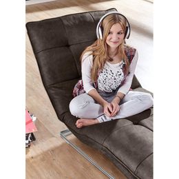 W.Schillig Relaxliege &raquo;daily dreams&laquo; in Waffelkissen-Optik, wahlweise mit Motor, Freischwingergestell braun Stoff S37 (100% Polyester) B/H/T: 95cm x 