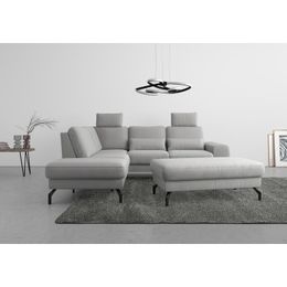 Sit & More sit&more Ecksofa &raquo;Cinturo L-Form&laquo; inklusive Sitztiefenverstellung und Federkern, Sitzh&ouml;he 48 cm grau B/H/T: 260cm x 91cm x 226cm, Luxus-Microfaser 