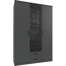 wimex Dreht&uuml;renschrank &raquo;Soest&laquo; mit Farbglas-T&uuml;r, wahlweise 135 oder 180cm breit schwarz Holzwerkstoff Graphit, B/H/T: 135cm x 198cm x 58cm, Schubladen: 2 