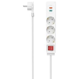 Hama Steckdosenleiste &raquo;Steckdosenleiste, 3-fach, USB-C/A 18W, PD/QC , Flachst., 1,4 m&laquo; 5-fach (Ein- / Ausschalter USB-Anschl&uuml;sse Kabell&auml;nge 1,4 m) 1 x USB-