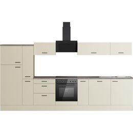 KOCHSTATION K&uuml;chenzeile &raquo;KS-Sion&laquo; Breite 360 cm, schnelle Montage mit OPTIsnap, wahlweise mit E-Ger&auml;ten beige B/H/T: 360cm x 186cm x 60cm, ohne E-