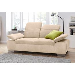 DOMO collection 2-Sitzer &raquo;Milan inklusive komfortablen Federkern f&uuml;r mehr Sitzkomfort&laquo; mit R&uuml;ckenverstellung beige Luxus-Microfaser (100% Polyester);